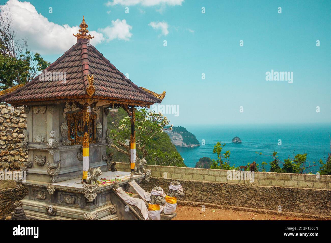 Religious building, traditional Balinese temple on the background of ...