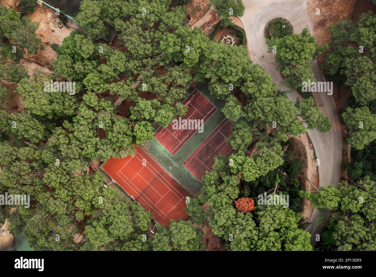 Top-down aerial view of Marjan Hill in Split, Croatia. The photo ...