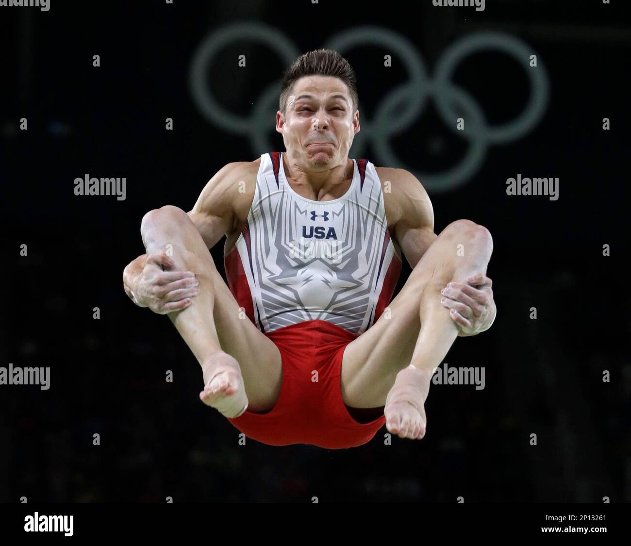 United States' Chris Brooks performs on the vault during the artistic ...