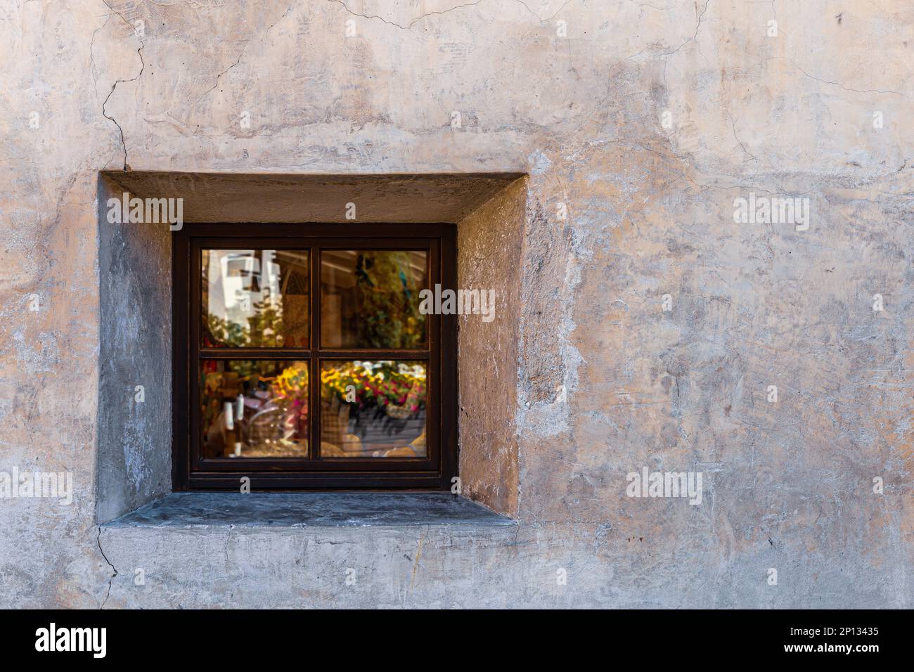 The ancient window on stone wall, for background Stock Photo - Alamy