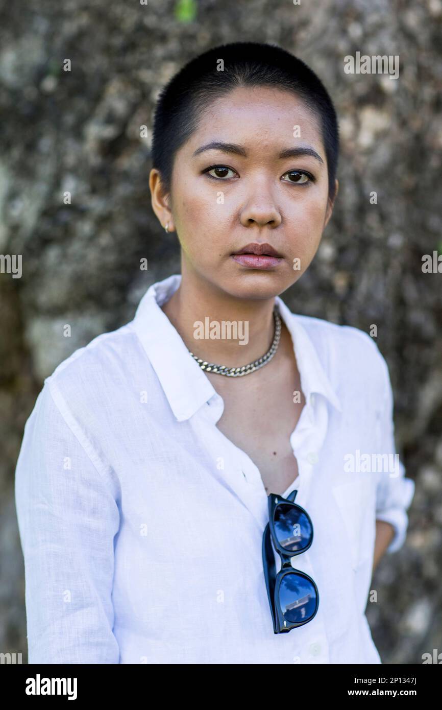 Thai actress Atchara Suwan poses during a photocall for the film "Dao Khanong'' (By the Time it ...