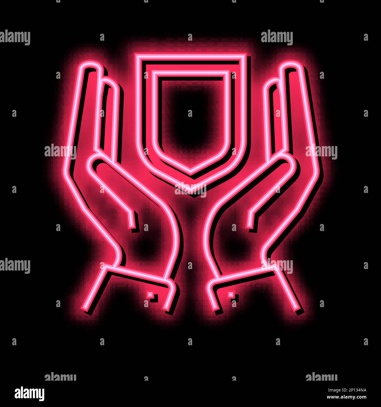 hand hold shield neon glow icon illustration Stock Vector Image & Art ...