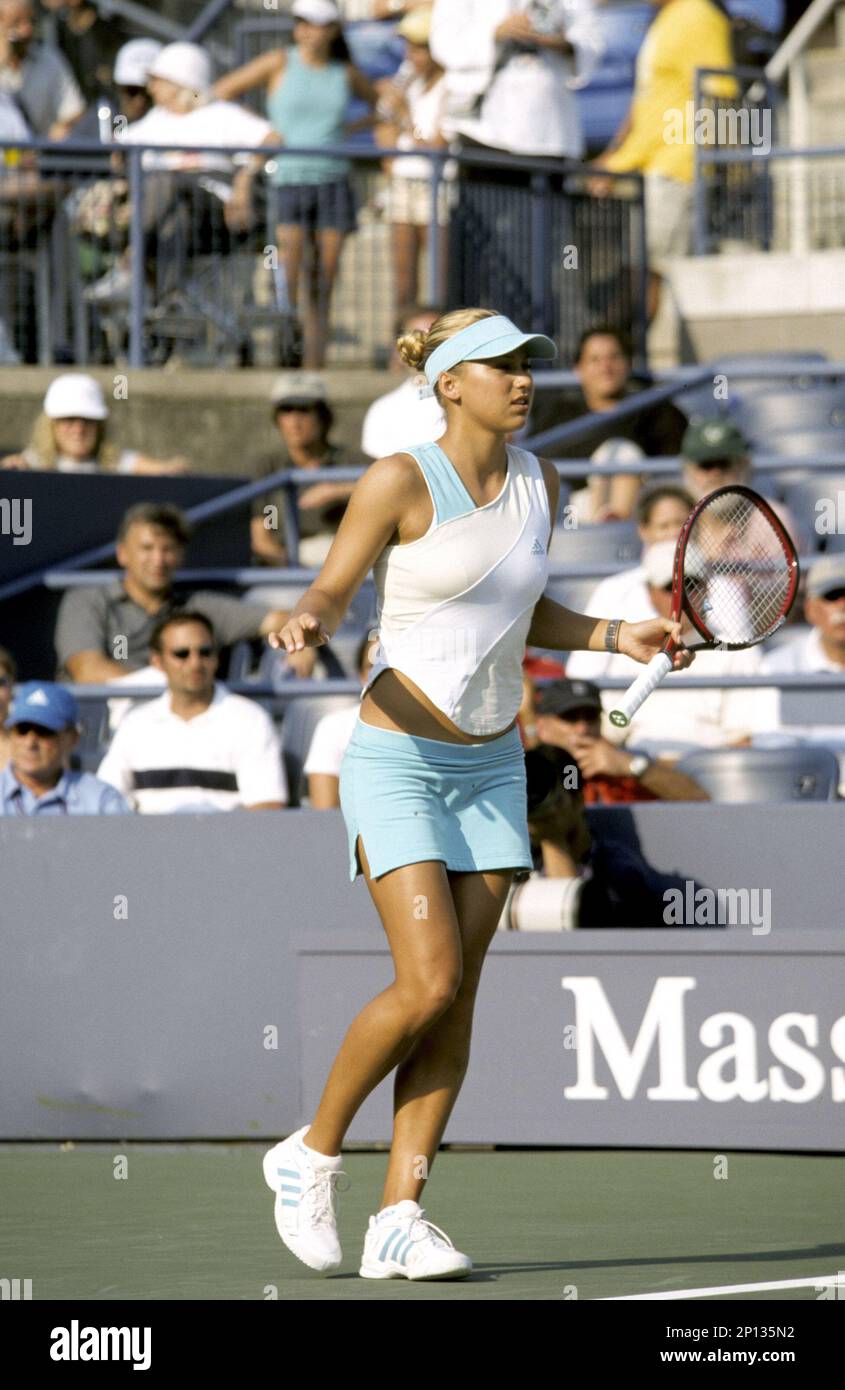 Anna Kournikova competes in the US Open tennis tournament in 2002. (Al ...