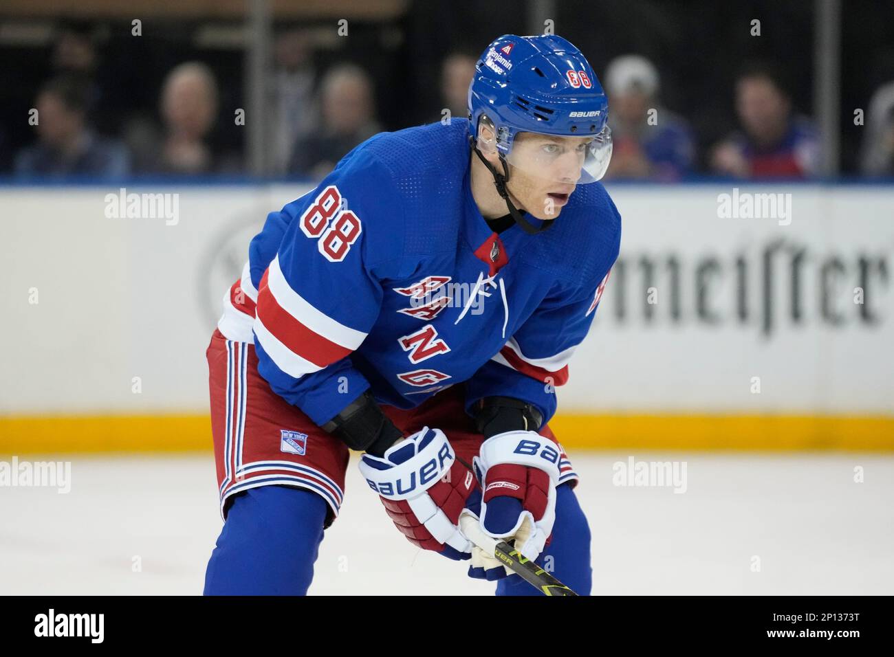 New York Rangers right wing Patrick Kane (88) waits for a face-off ...