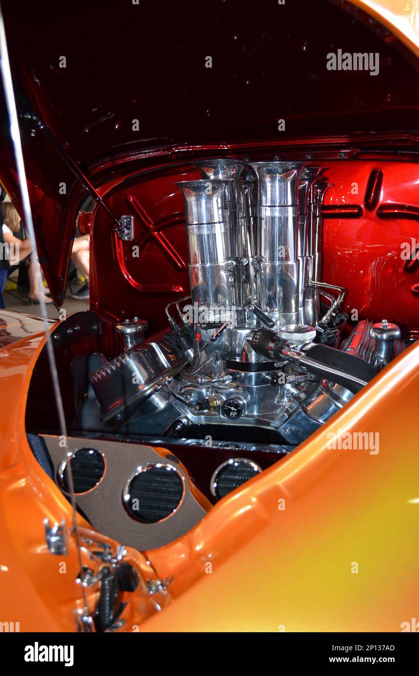August 04 2016: Stacked eight-pack of carb air intakes on the 1940 ...