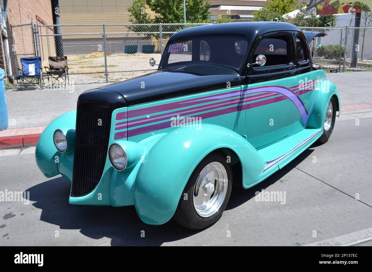 August 05 2016: Beautiful two-tone paint scheme on this 1936 Plymouth 2 ...