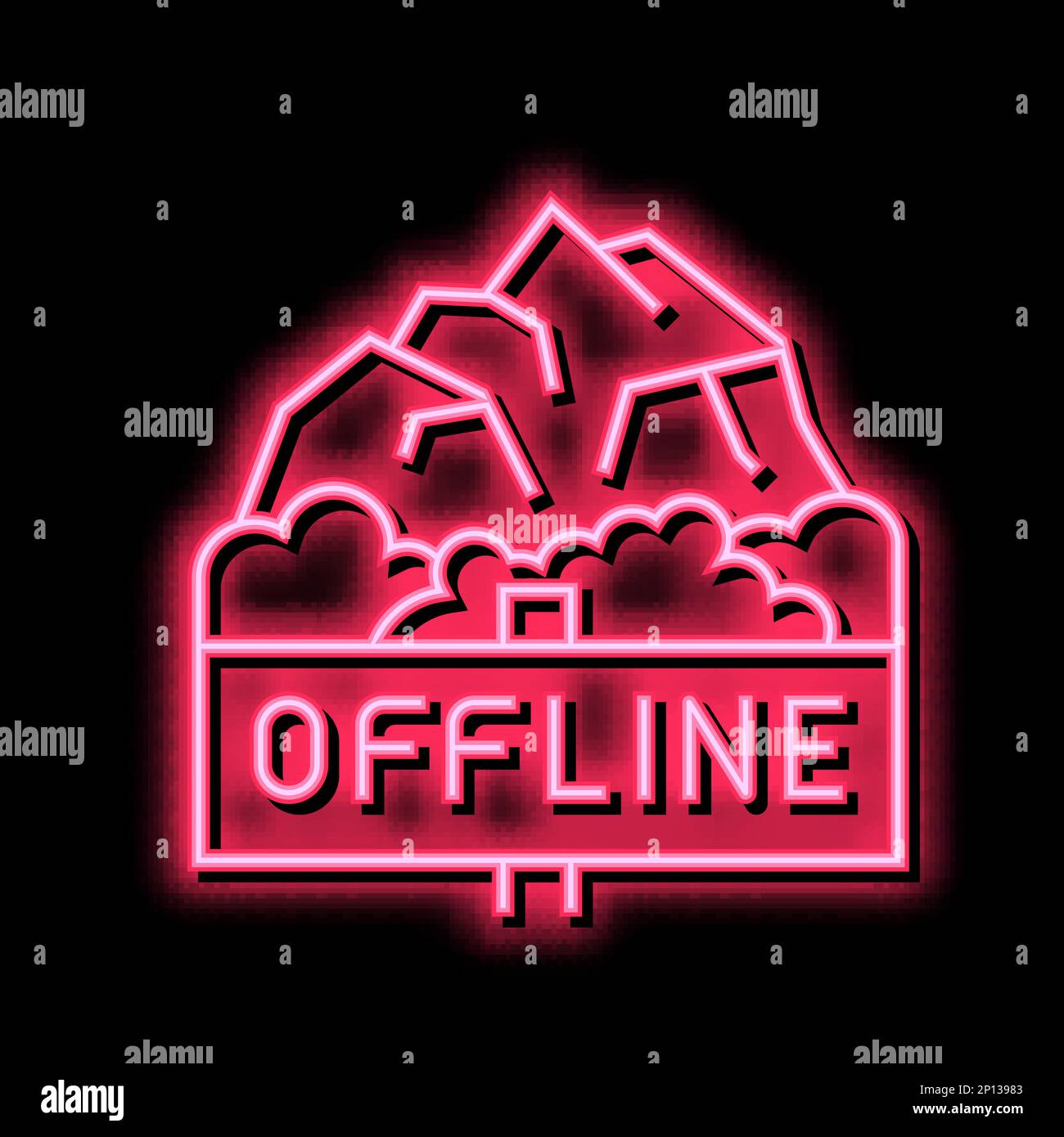 offline mountain travel neon glow icon illustration Stock Vector Image ...