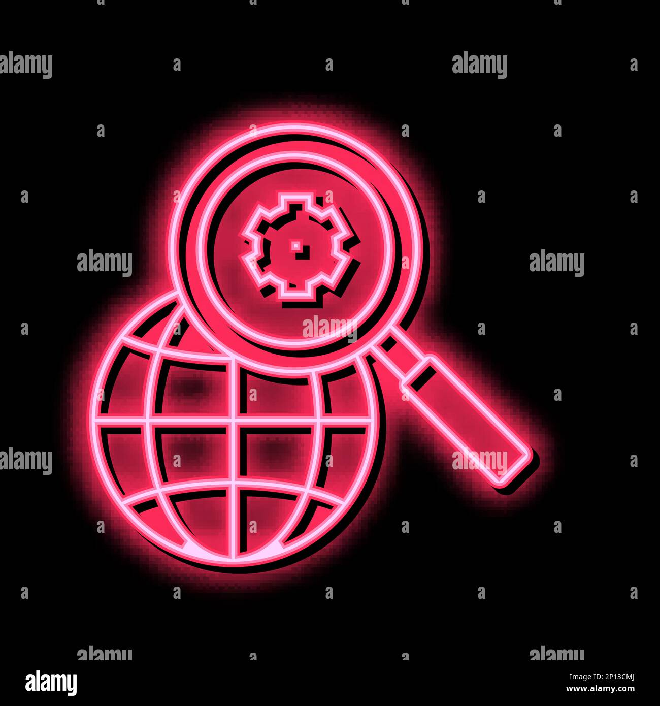 earth gear research neon glow icon illustration Stock Vector Image ...
