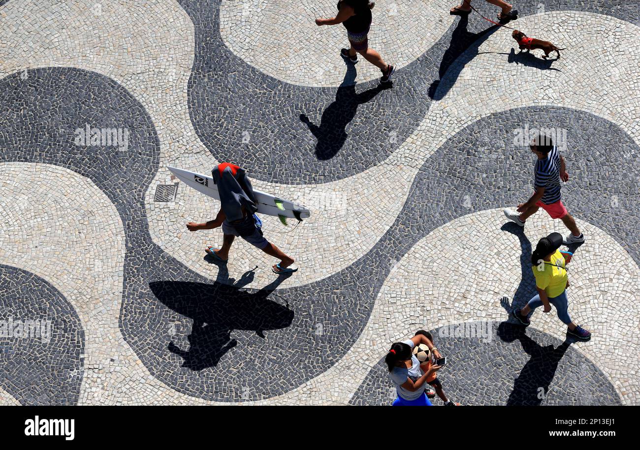 August 5, 2016 - Rio de Janeiro, Brazil - Copacabana's sidewalk pattern ...