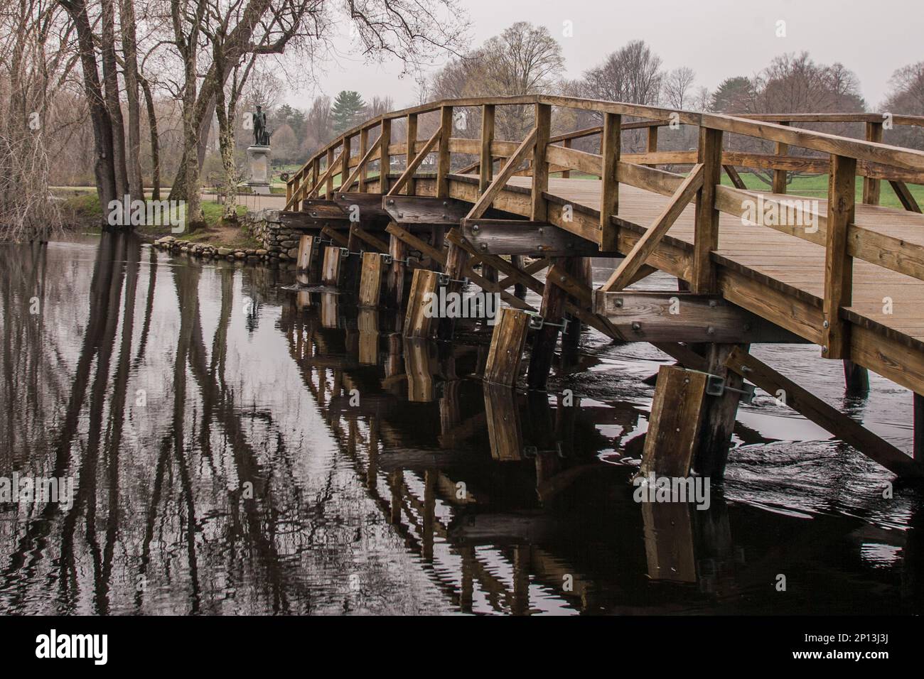 The Old North Bridge crossing the Concord River in Concord, MA Stock ...