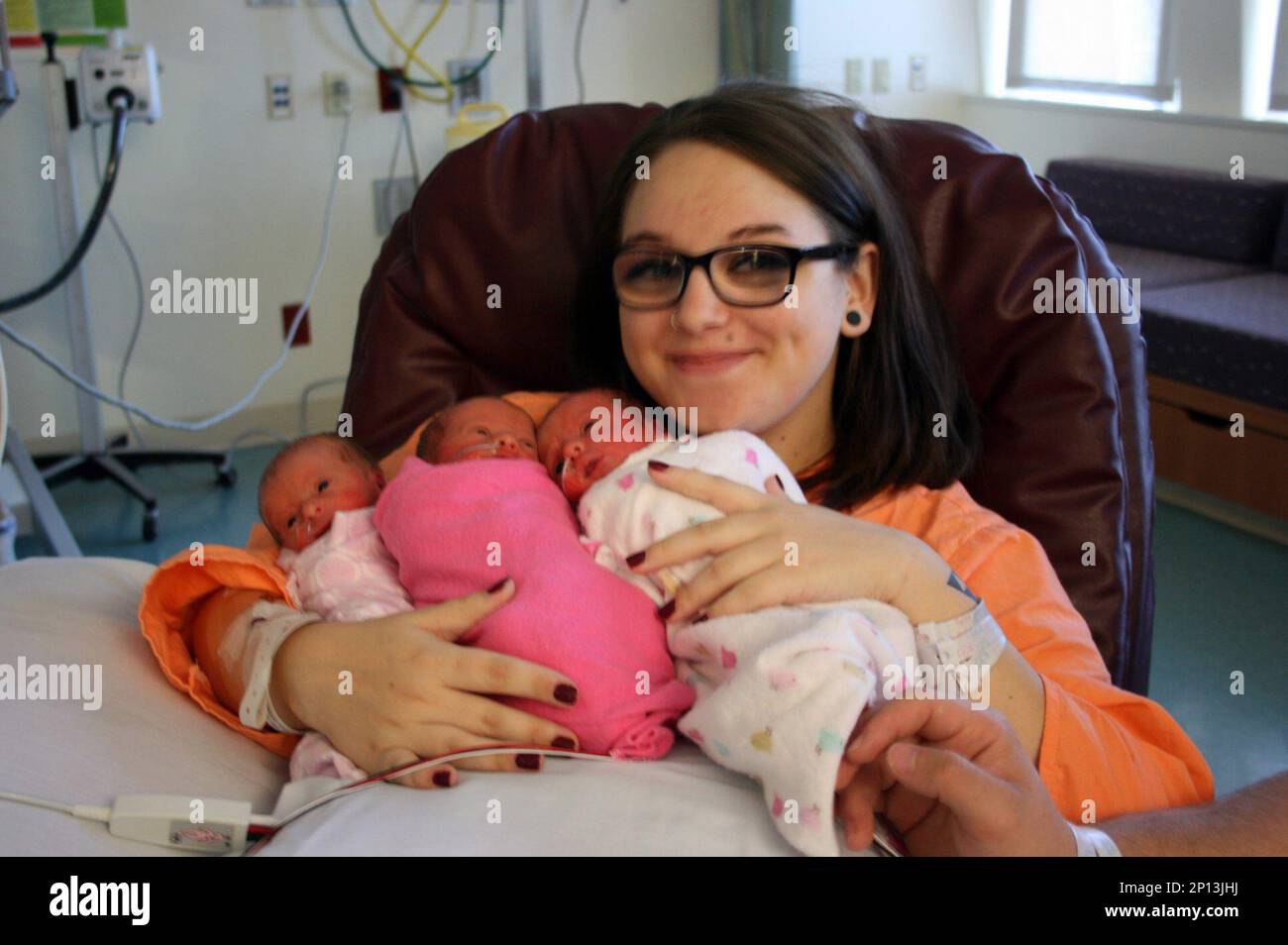 Amber Hills, of Newberg, gave birth to identical triplet girls were ...