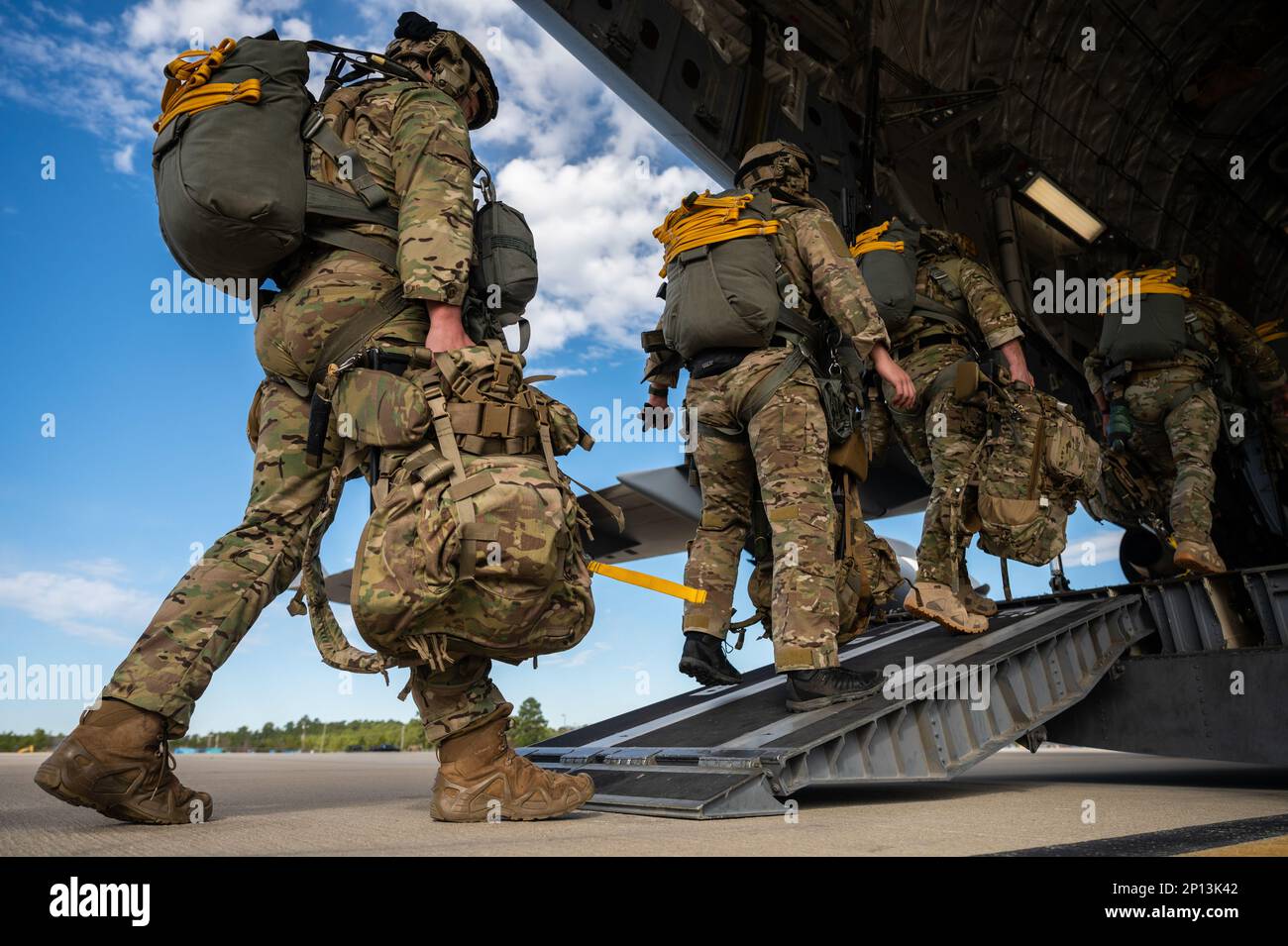 Special Tactics operators assigned to the 24th Special Operations Wing load onto a U.S. Air ...