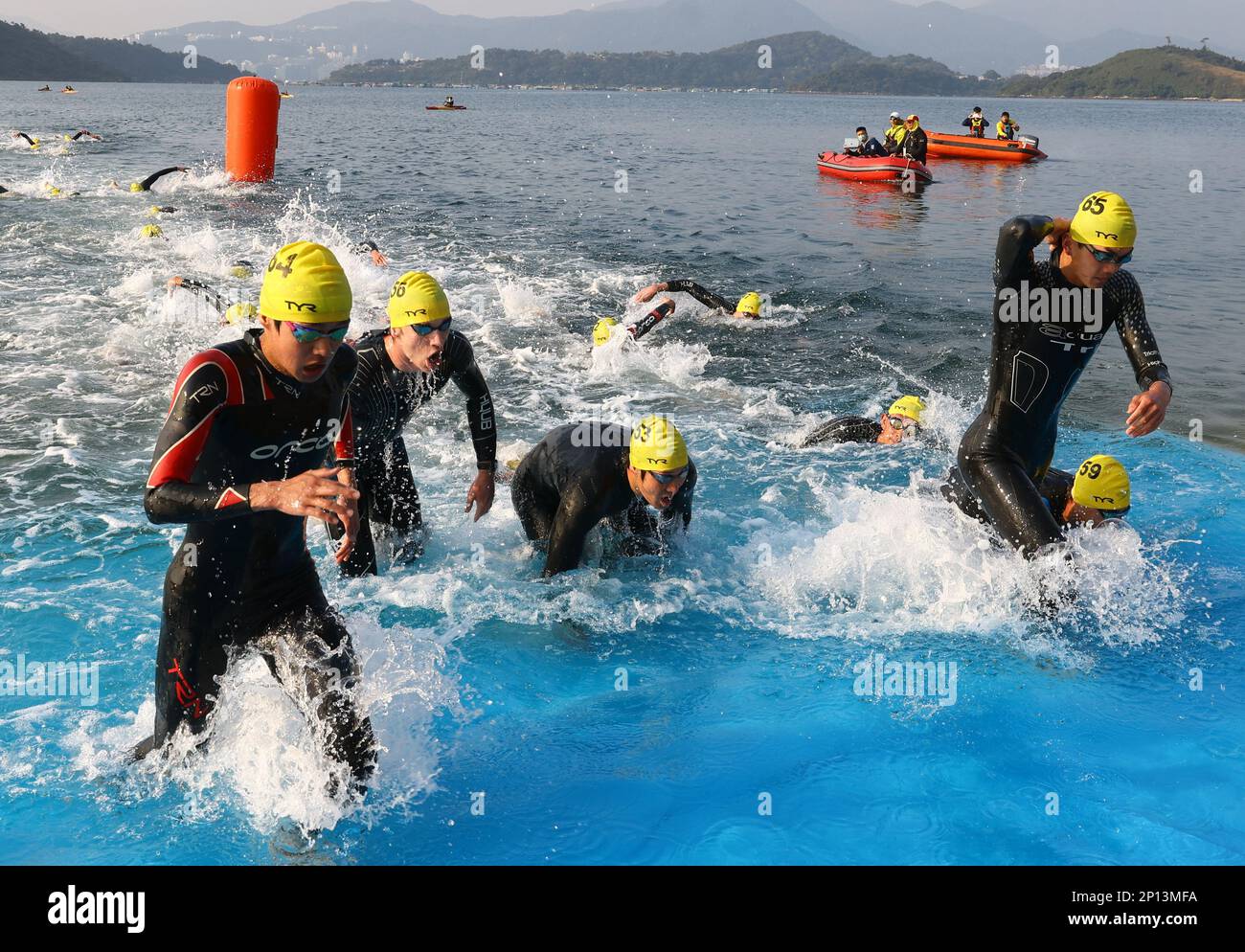 Male Elite group on 2023 Asia Triathlon Cup Hong Kong at Plover Cove ...