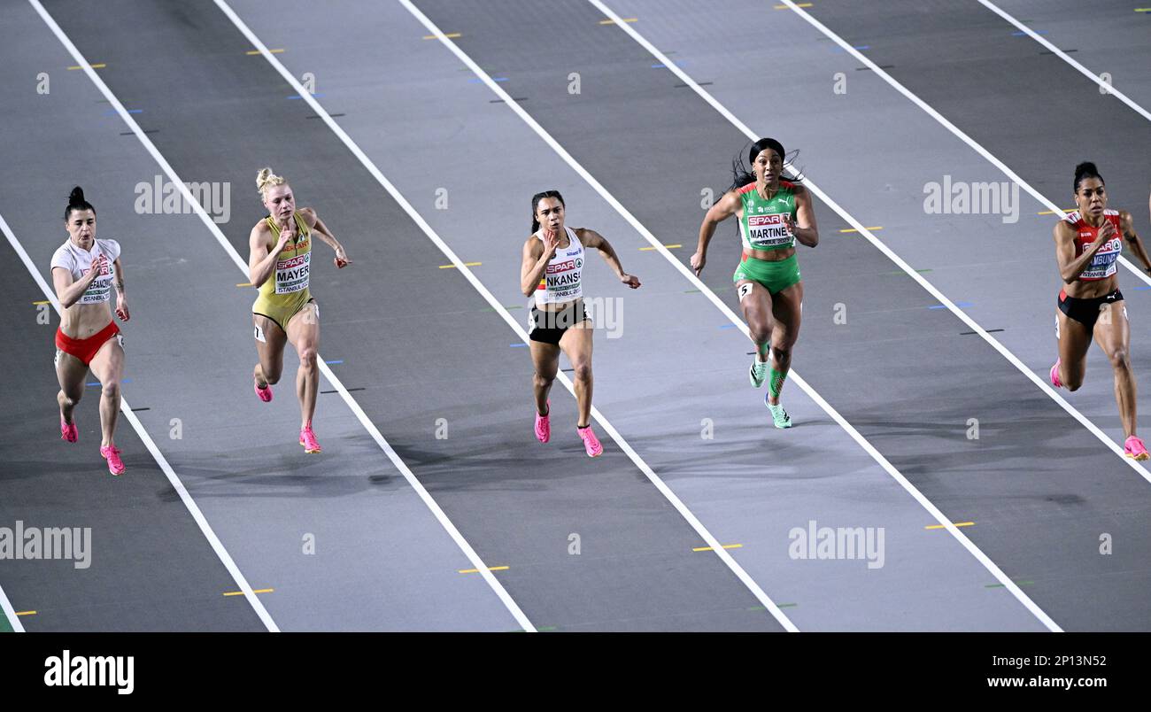 Belgian Delphine Nkansa (C) pictured in action during the women's 60m ...