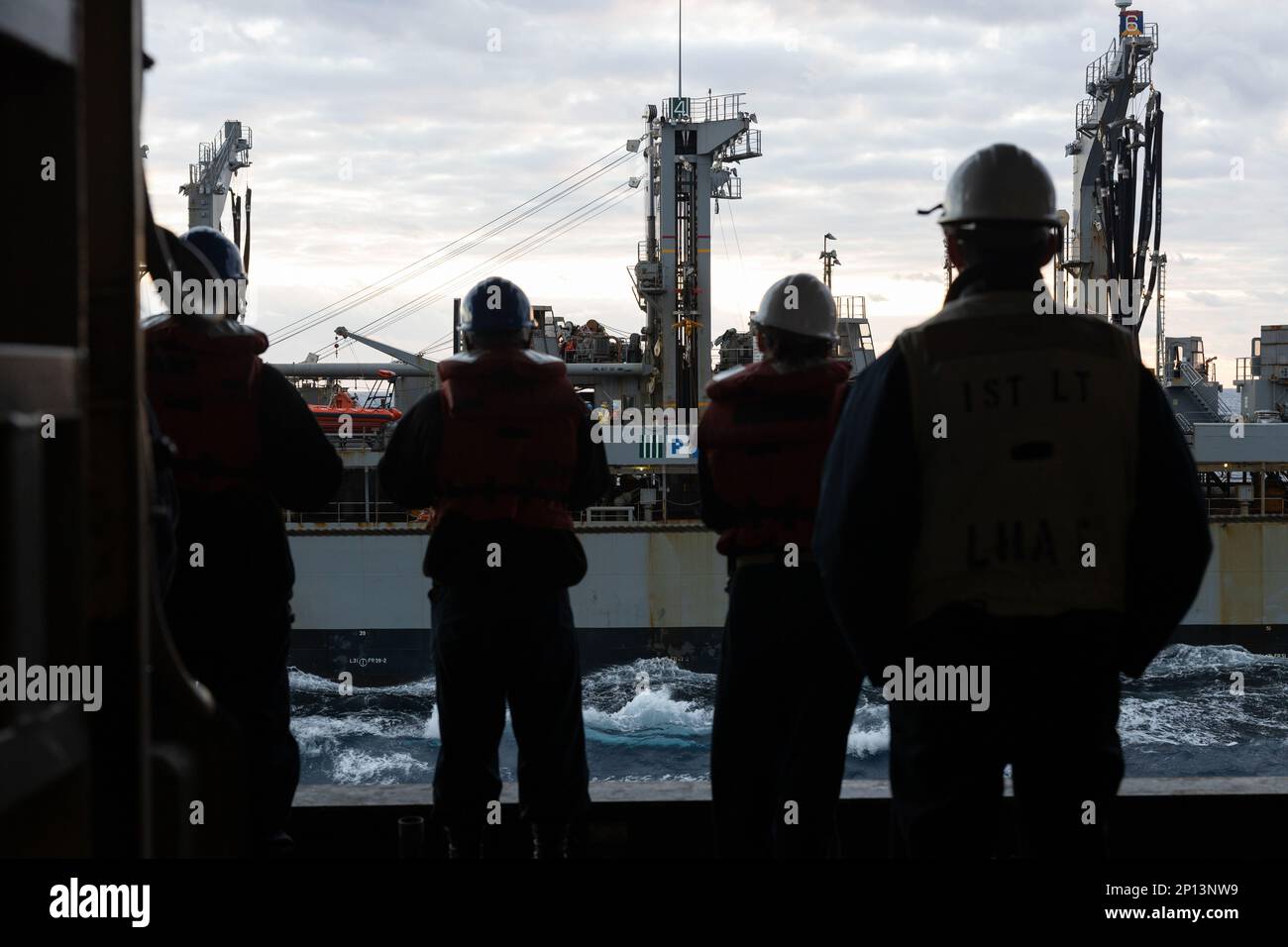 U.S. Navy Sailors with the amphibious assault ship USS America (LHA-6 ...