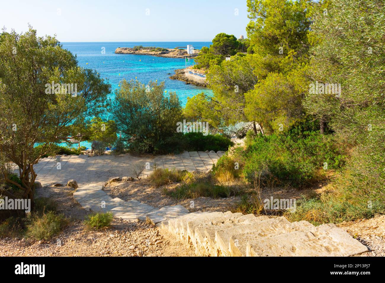 Cala Comtesa cove, Ses Illetes, Majorca, Balearic Islands, Spain. July ...