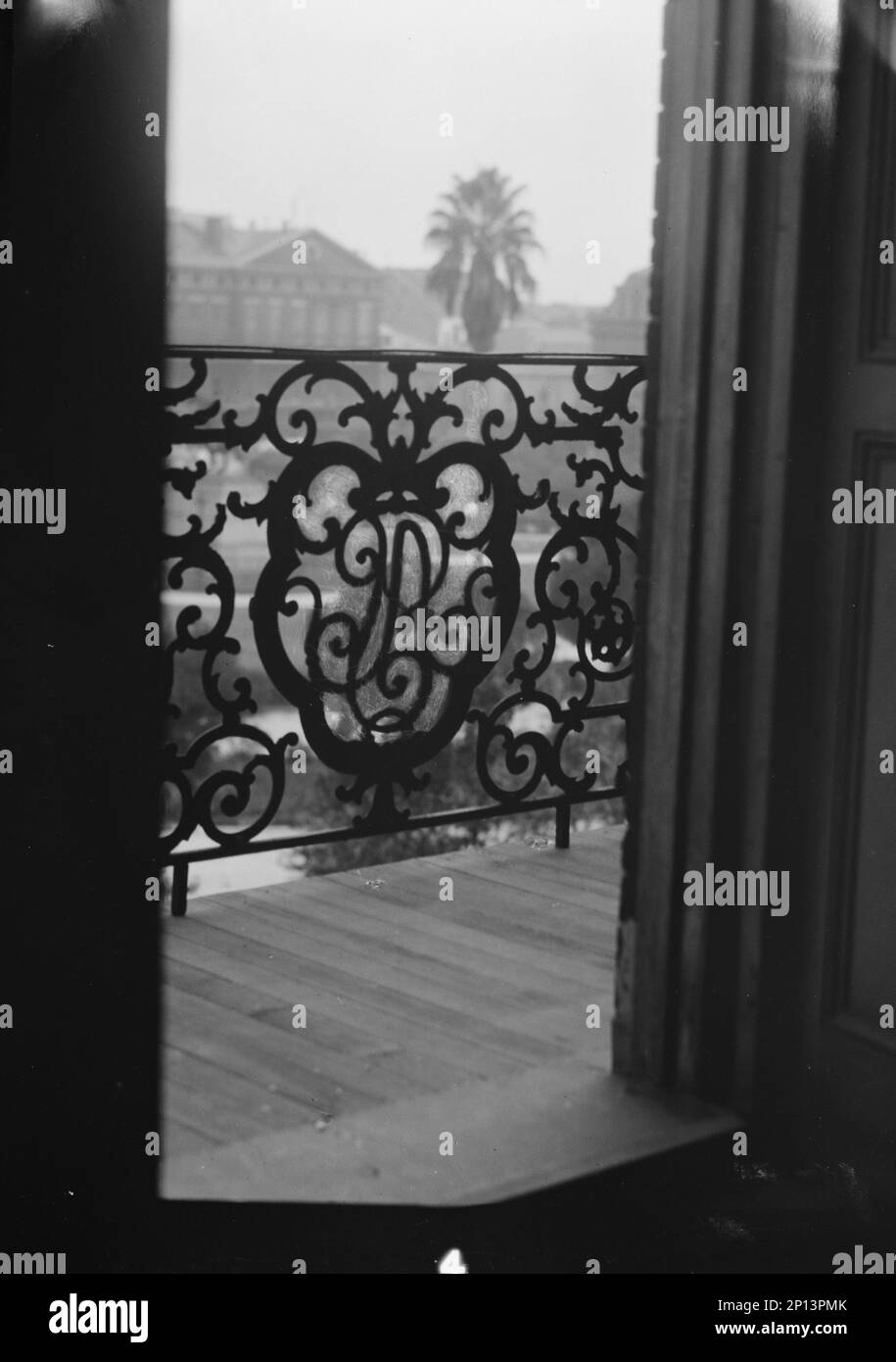 Detail of Pontalba balcony, New Orleans, between 1920 and 1926 Stock ...