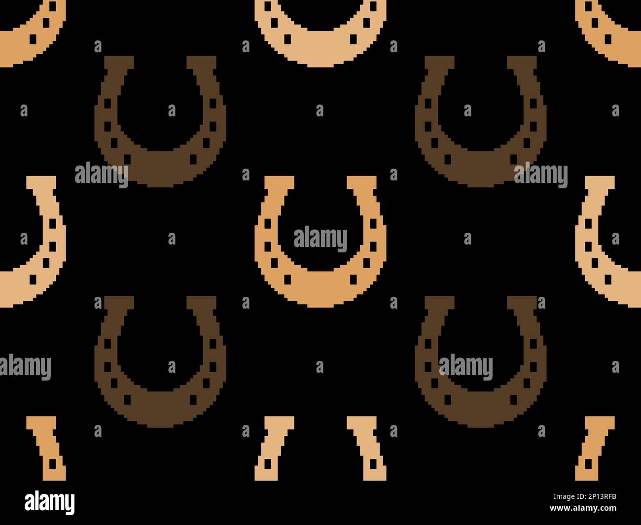Pixel horseshoes seamless pattern. Happy Saint Patrick's Day. Symbol of ...