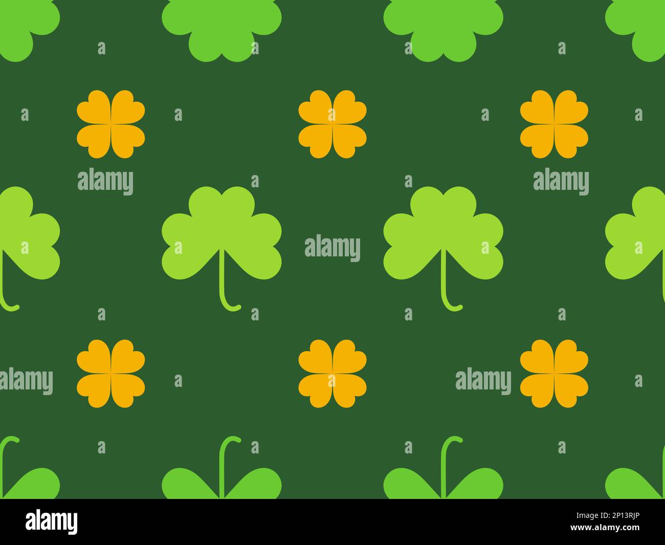 Seamless pattern with green and orange clover leaves for St. Patrick's ...