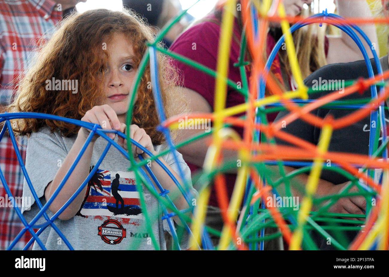 Maxwell Najarian, 10, creates a masterpiece of colored straws and ...