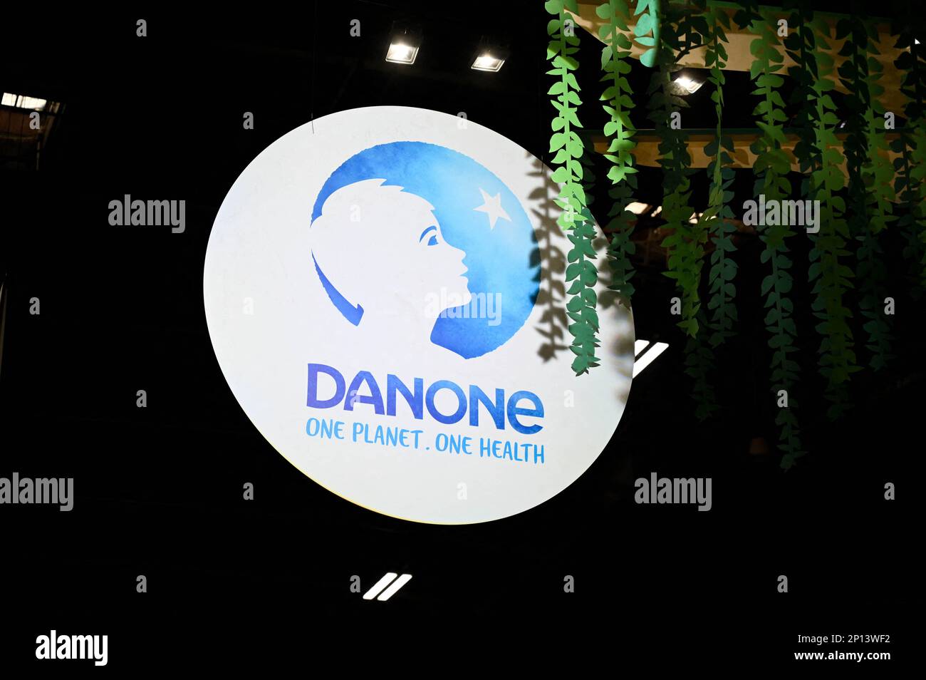 Paris, France. 03rd Mar, 2023. illustration of the Danone Group logo at the International ...