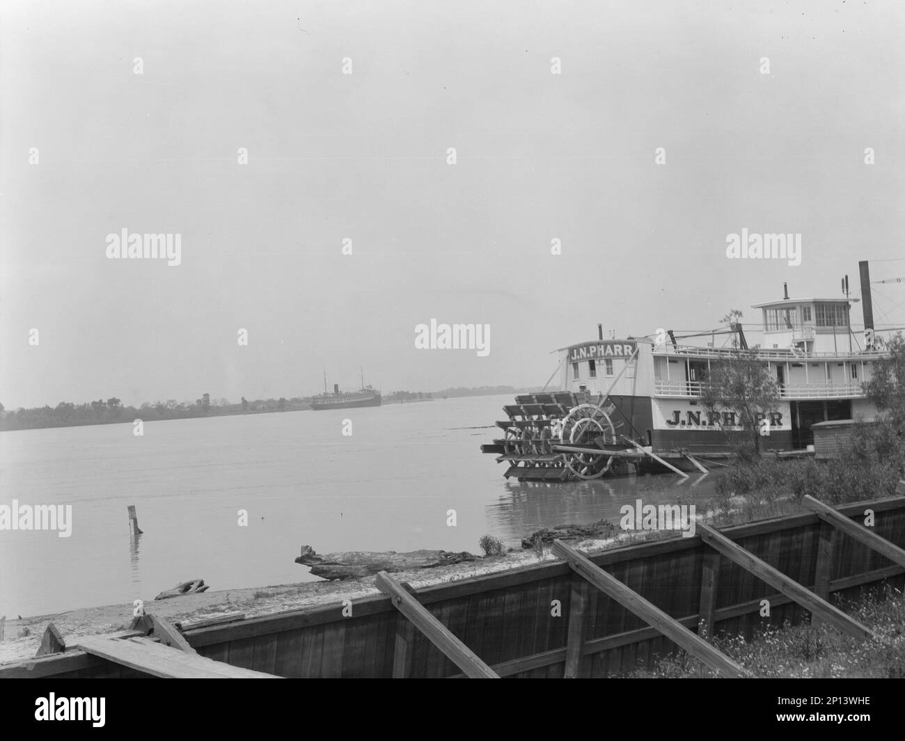 Paddle wheel steamboat on river, New Orleans, between 1920 and 1926 ...
