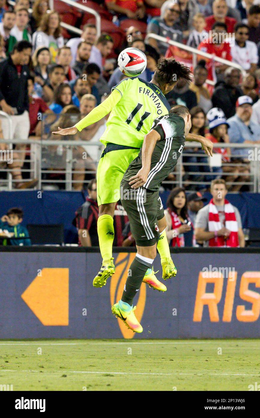 July 30 2016: Liverpool Forward Roberto Firmino beats AC Milan Defender ...
