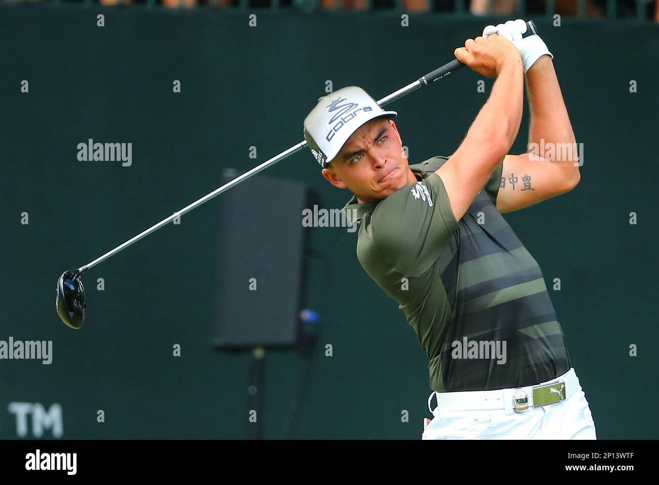 30 JUL 2016: Rickie Fowler tees off on the 1st hole during the third ...