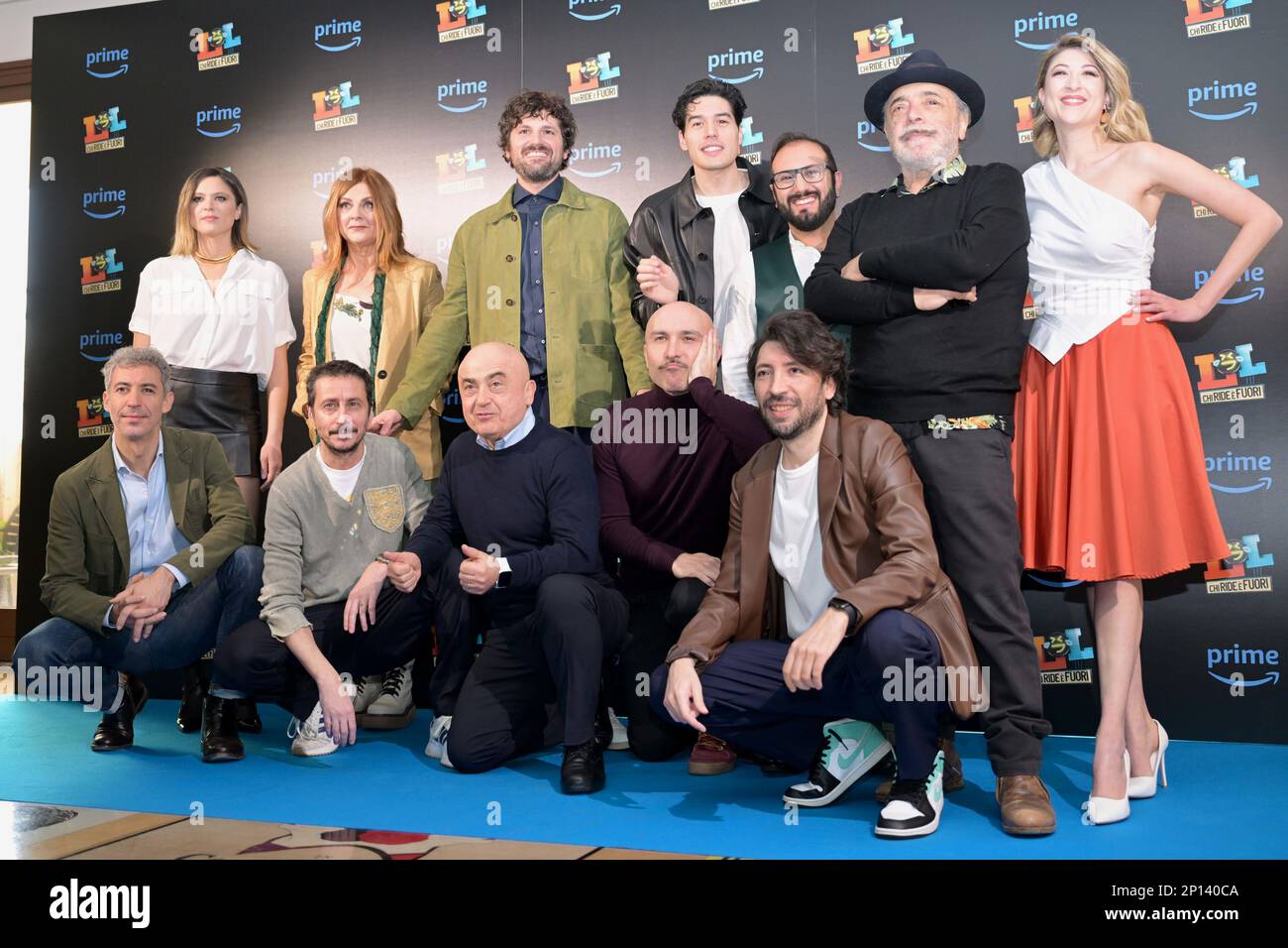 The Cast during the presentation of the Italian game show Lol: Chi ride ...