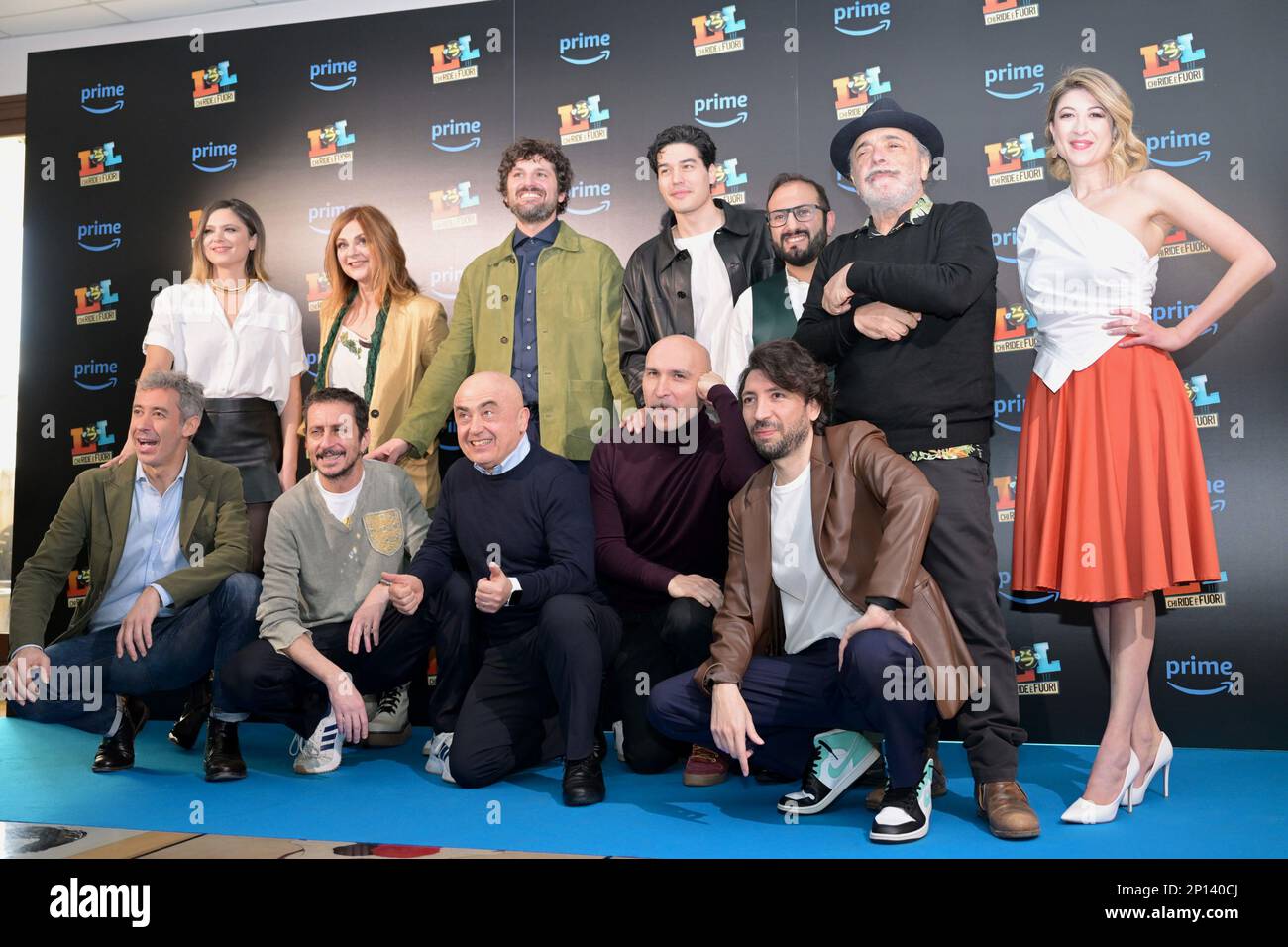 The Cast during the presentation of the Italian game show Lol: Chi ride ...