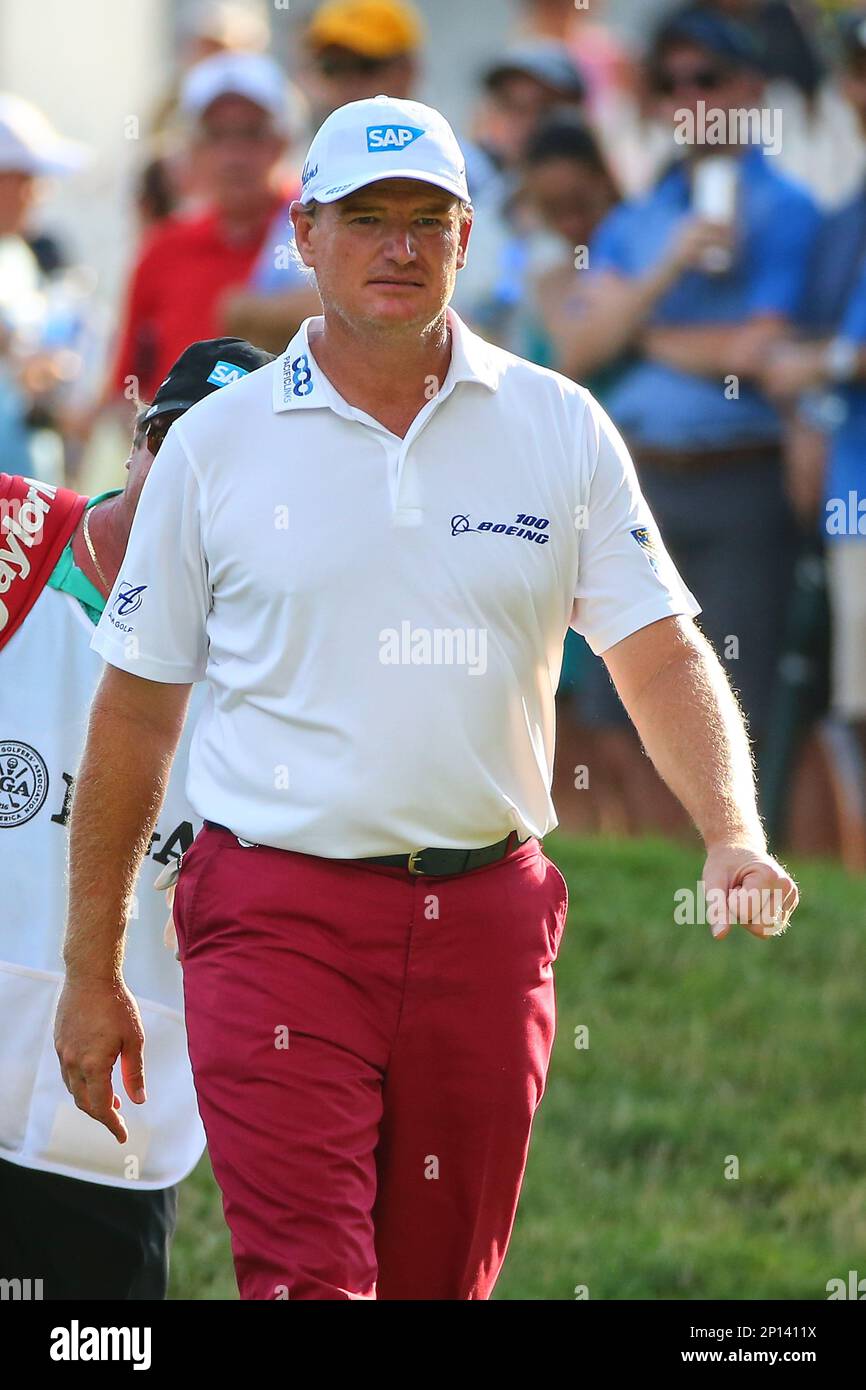 29 JUL 2016: Ernie Els of South Africa walks down the 18th hole during ...
