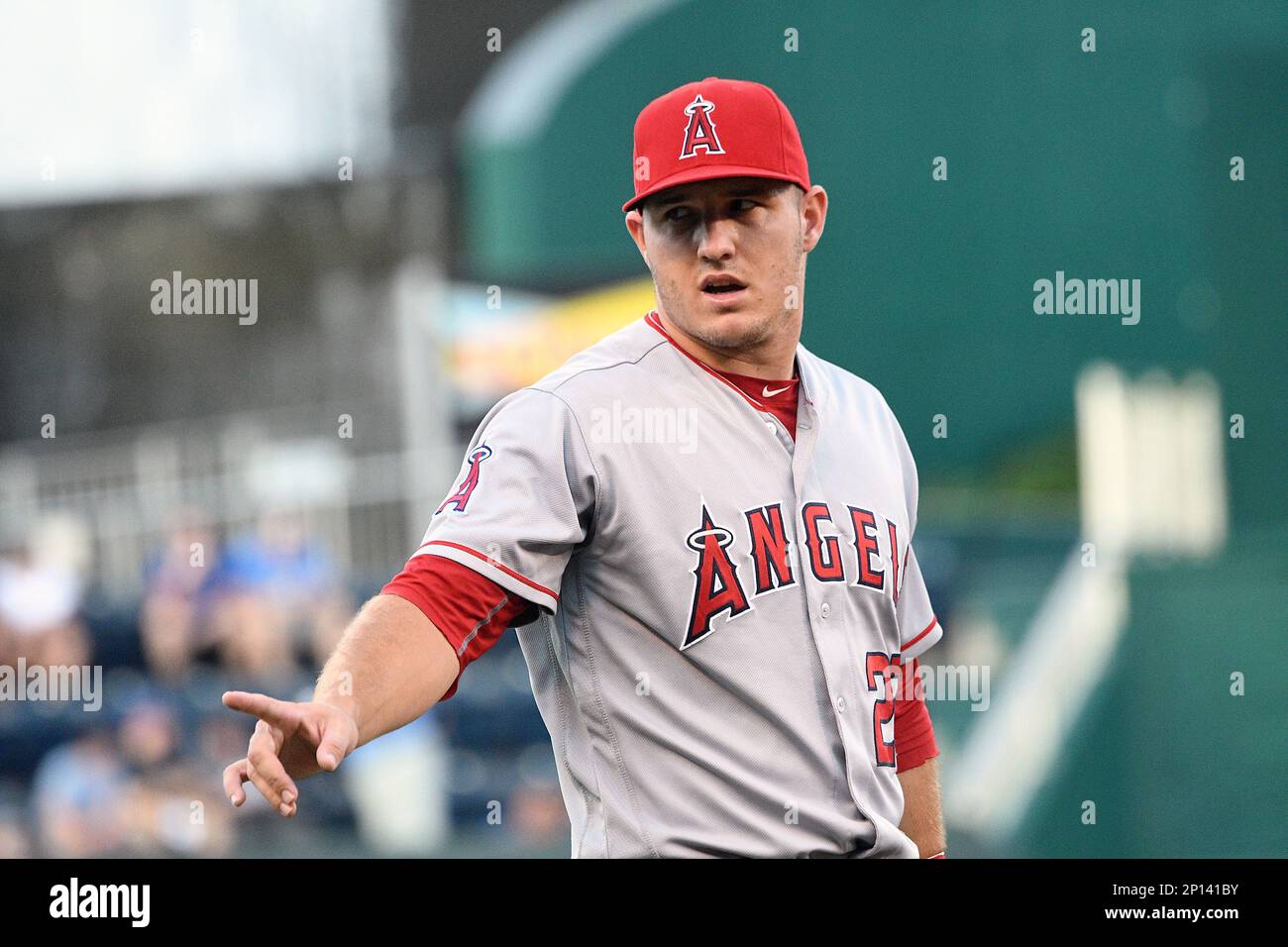 26 July 2016: Los Angeles Angels centerfielder Mike Trout (27) during a ...