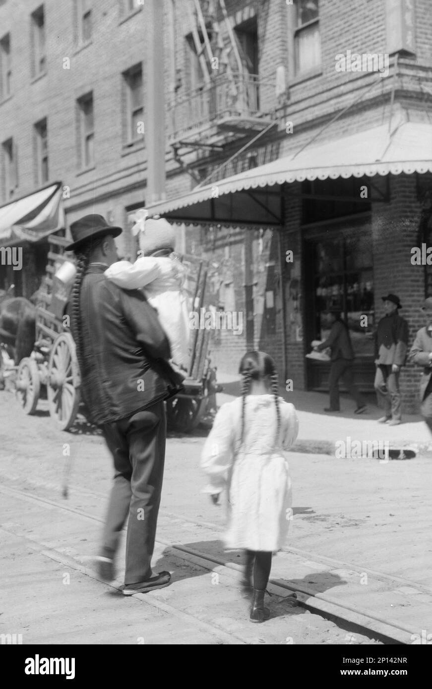 Father and children street Black and White Stock Photos & Images - Alamy