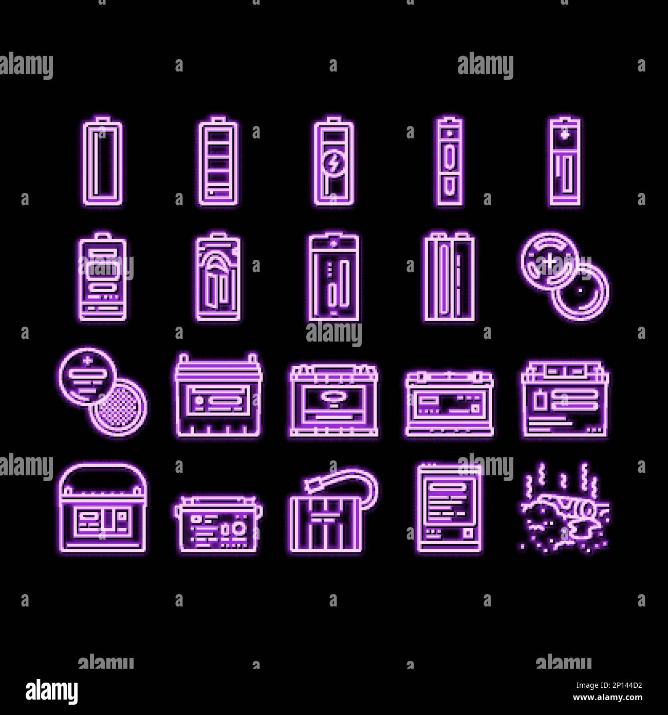 battery power energy electric car neon glow icon illustration Stock ...