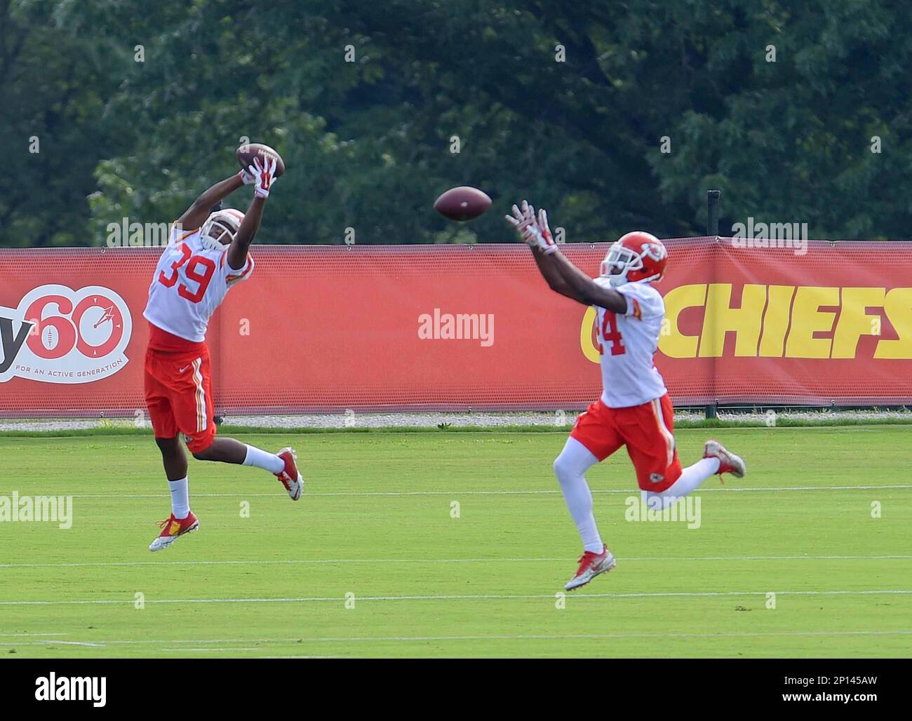 Kansas City Chiefs cornerback Shannon Edwards (39) and defensive back D ...