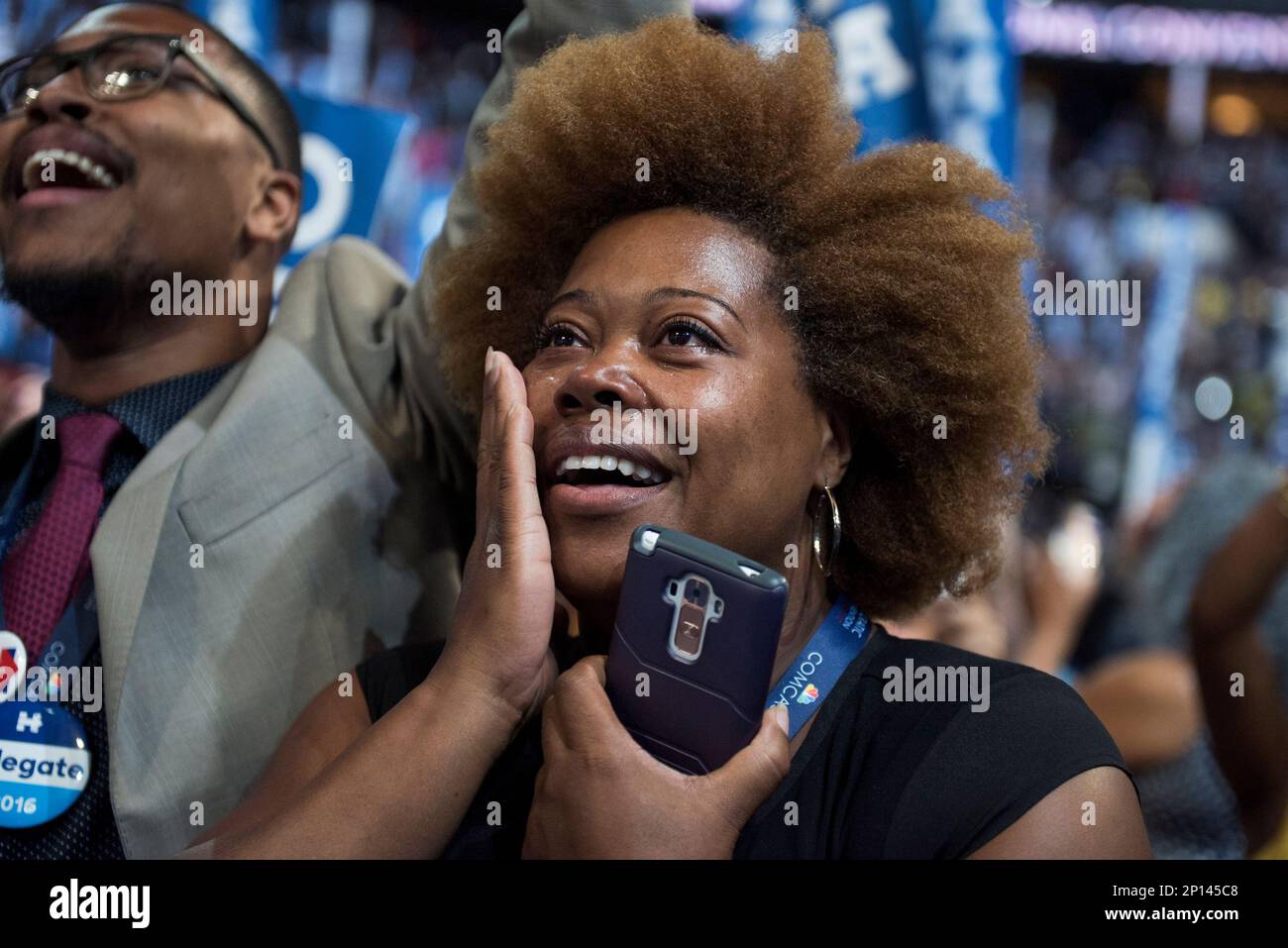 UNITED STATES - JULY 27: Kelli Caldwell cheers for President Barack ...
