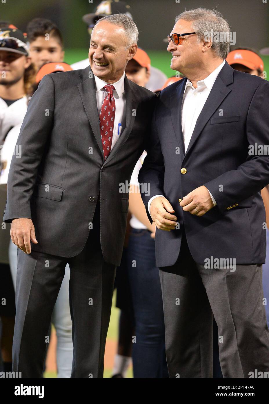 July 27 2016 MLB commissioner Rob Manfred with Miami Marlins owner ...
