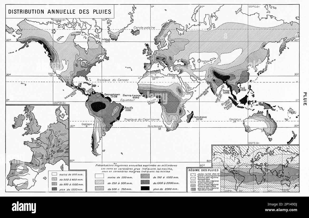 World rainfall map Cut Out Stock Images & Pictures - Alamy