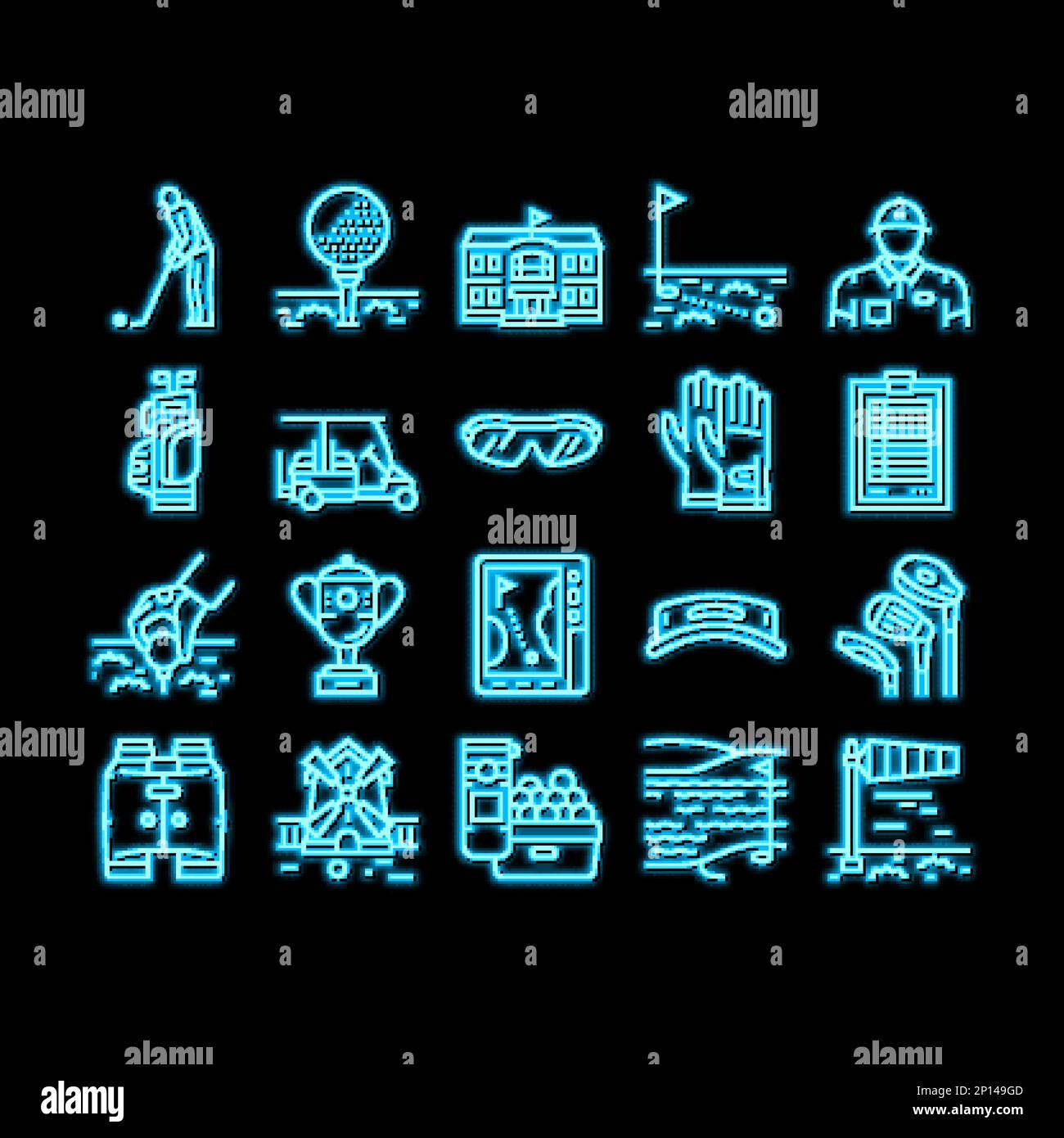 Golf Sportive Game On Playground neon glow icon illustration Stock ...