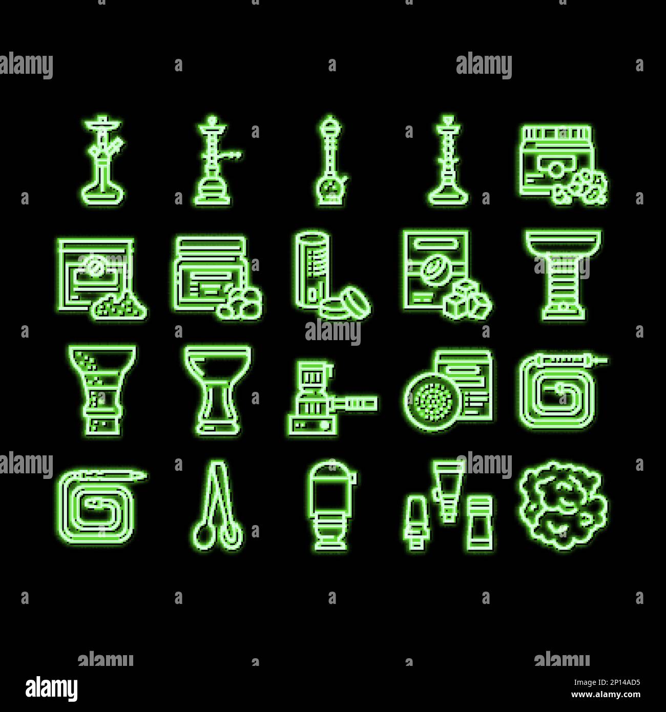 Hookah Tobacco Smoking neon glow icon illustration Stock Vector Image ...