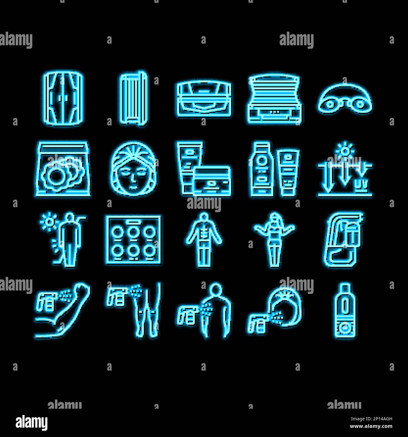 Solarium Salon Tanning Service neon glow icon illustration Stock Vector ...