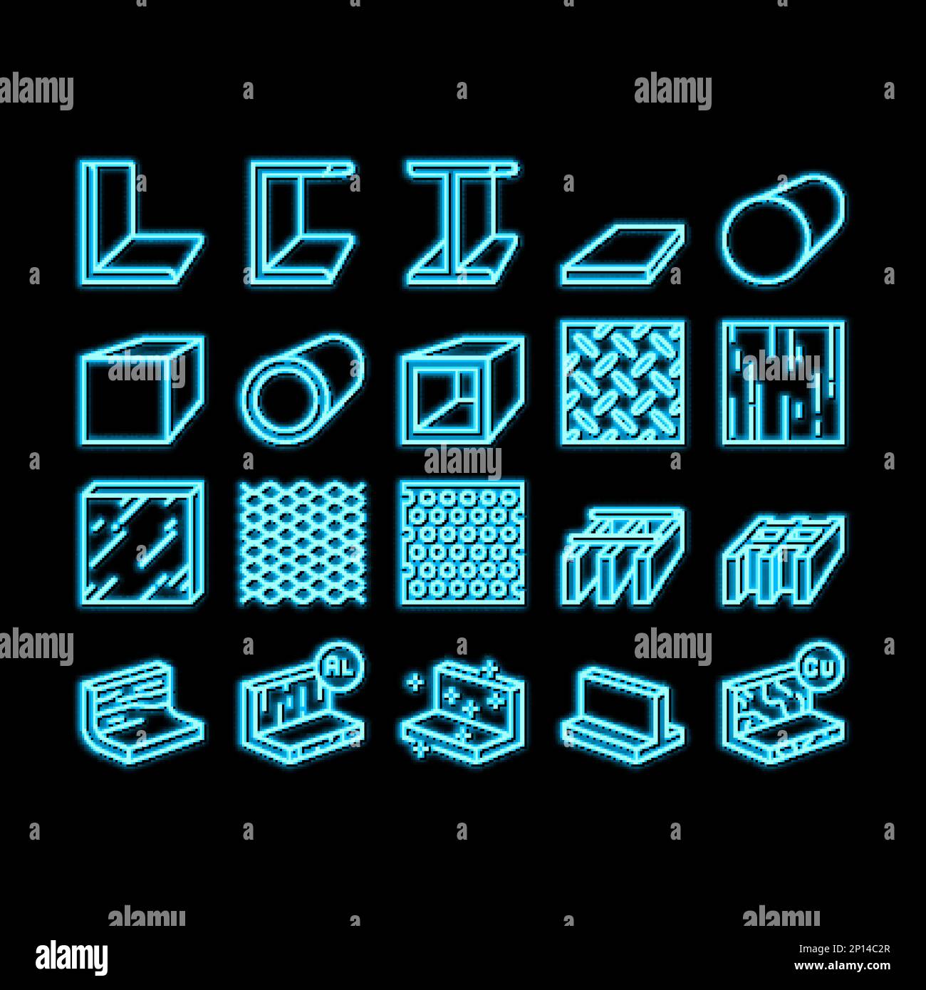 Metal Material Construction Beam neon glow icon illustration Stock ...