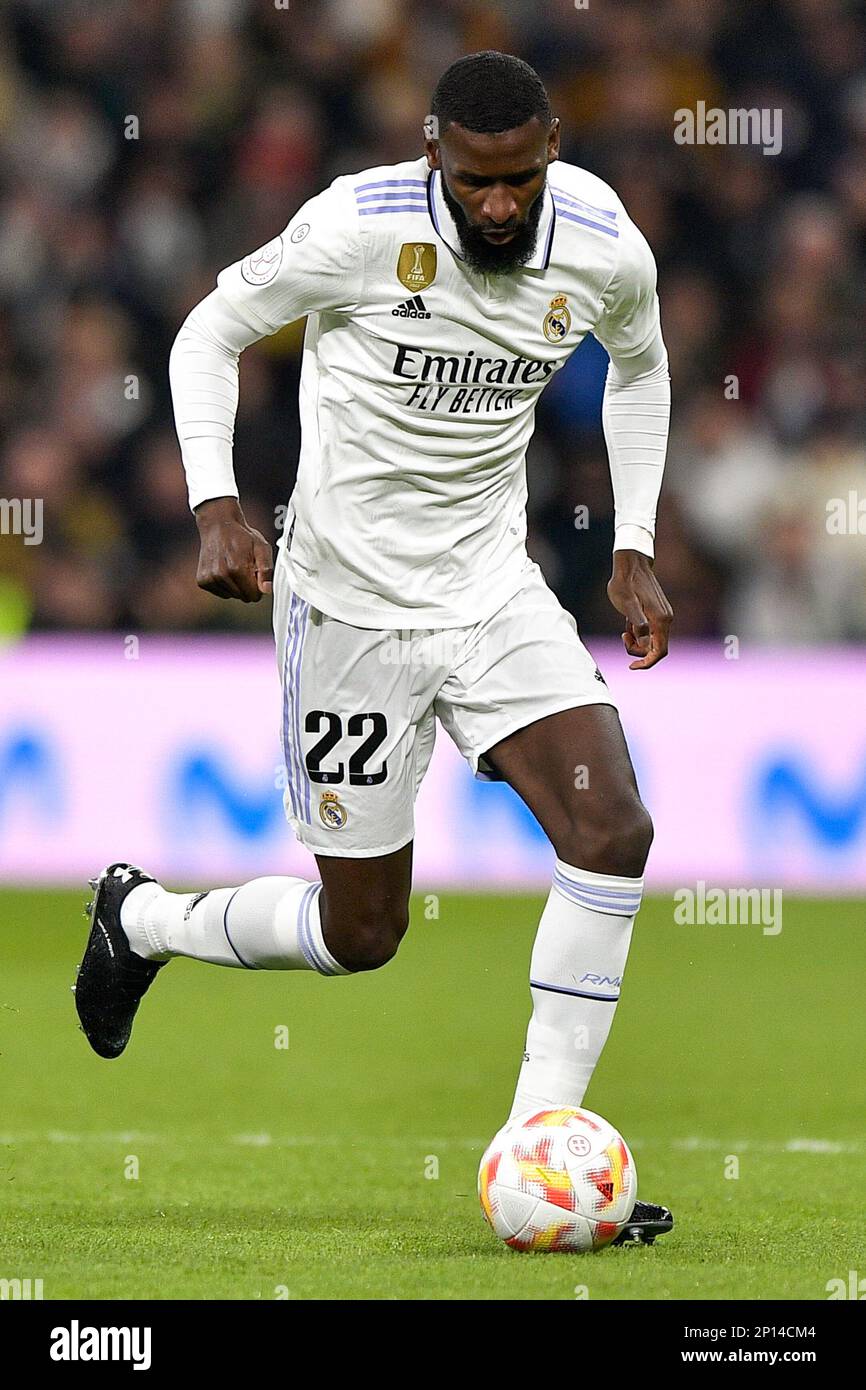 MADRID, SPAIN - MARCH 2: Antonio Rudiger of Real Madrid runs with the ...