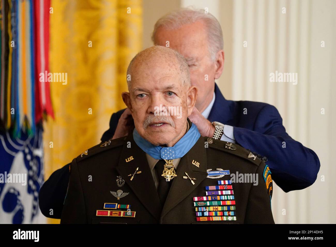 President Joe Biden awards the Medal of Honor to retired Army Col. Paris Davis for his heroism ...