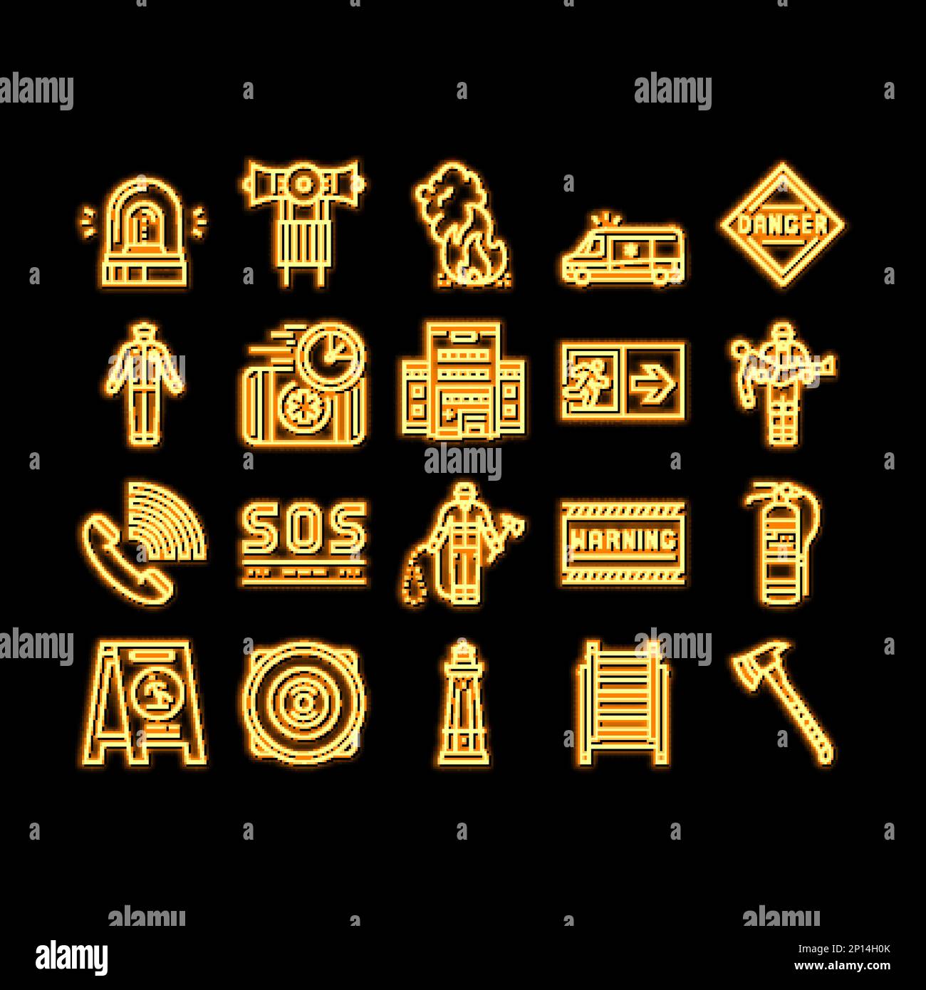 Emergency Helping In Accident neon glow icon illustration Stock Vector ...