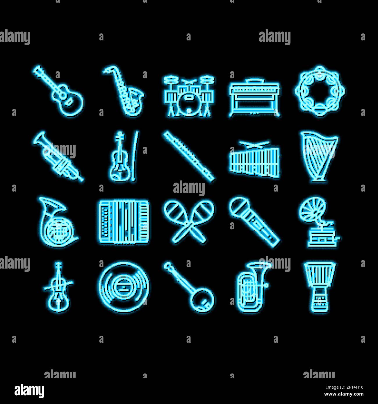Music Instruments Performance neon glow icon illustration Stock Vector ...