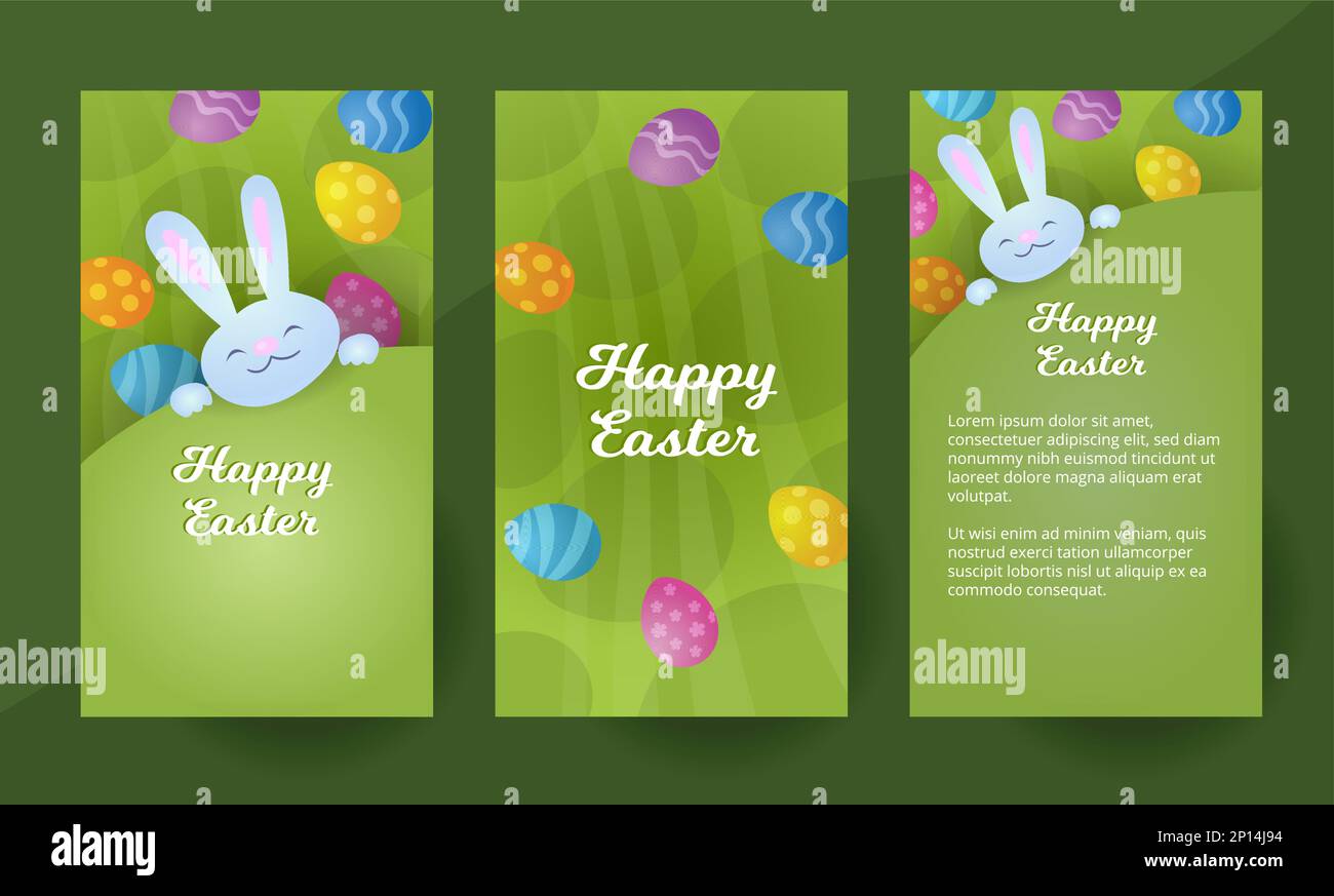 Happy Easter social media story template with Easter bunny and Easter ...