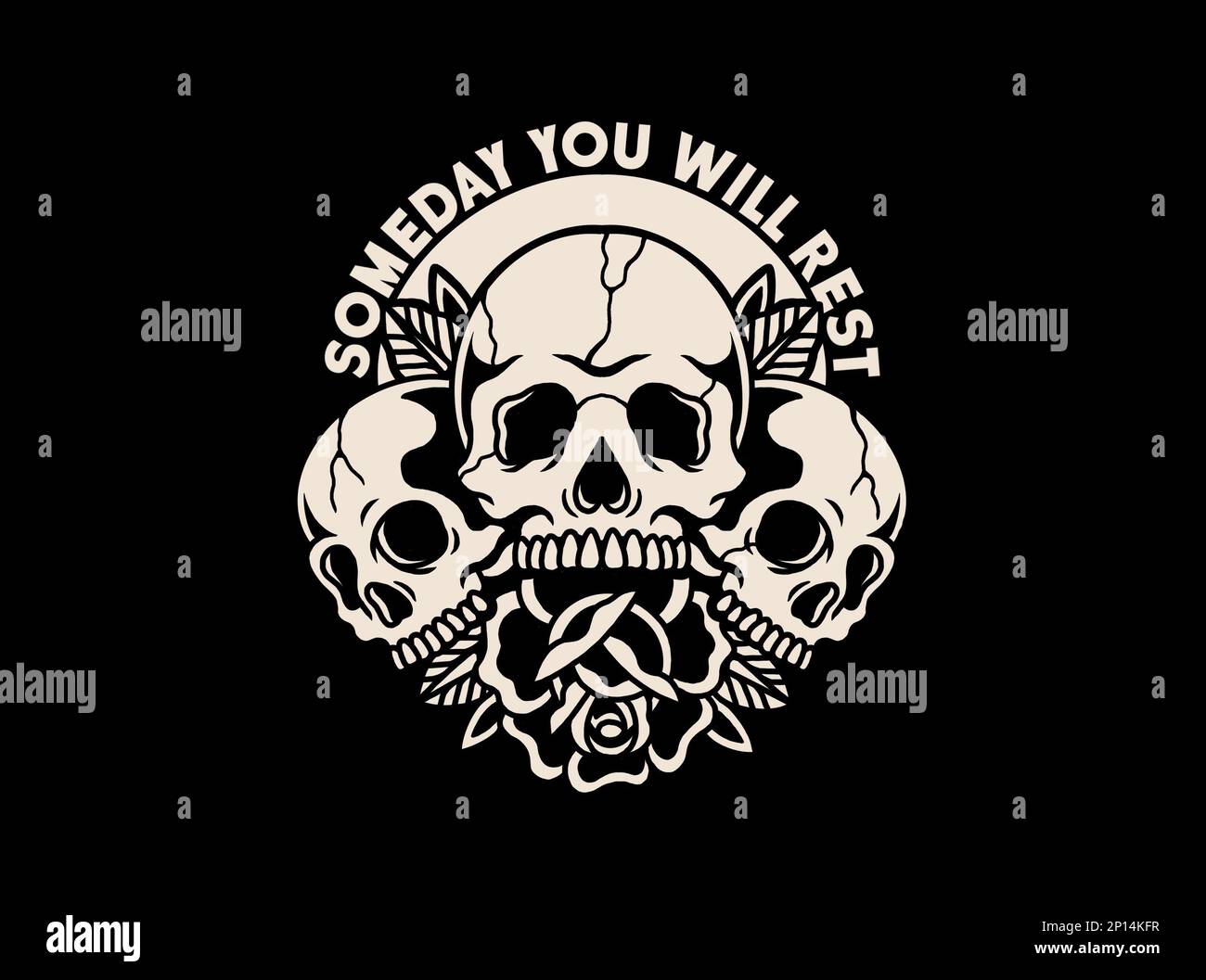 Old school traditional tattoo inspired cool graphic design 3 skulls ...