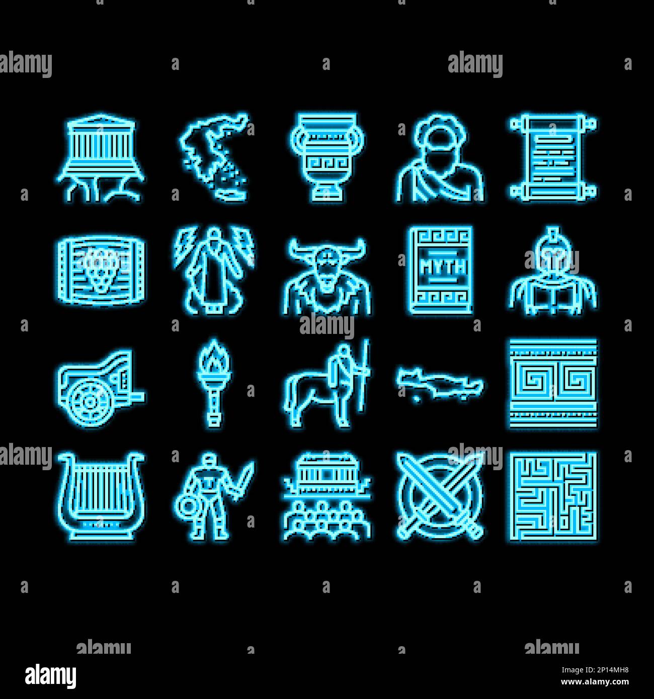 Ancient Greece Mythology History neon glow icon illustration Stock ...