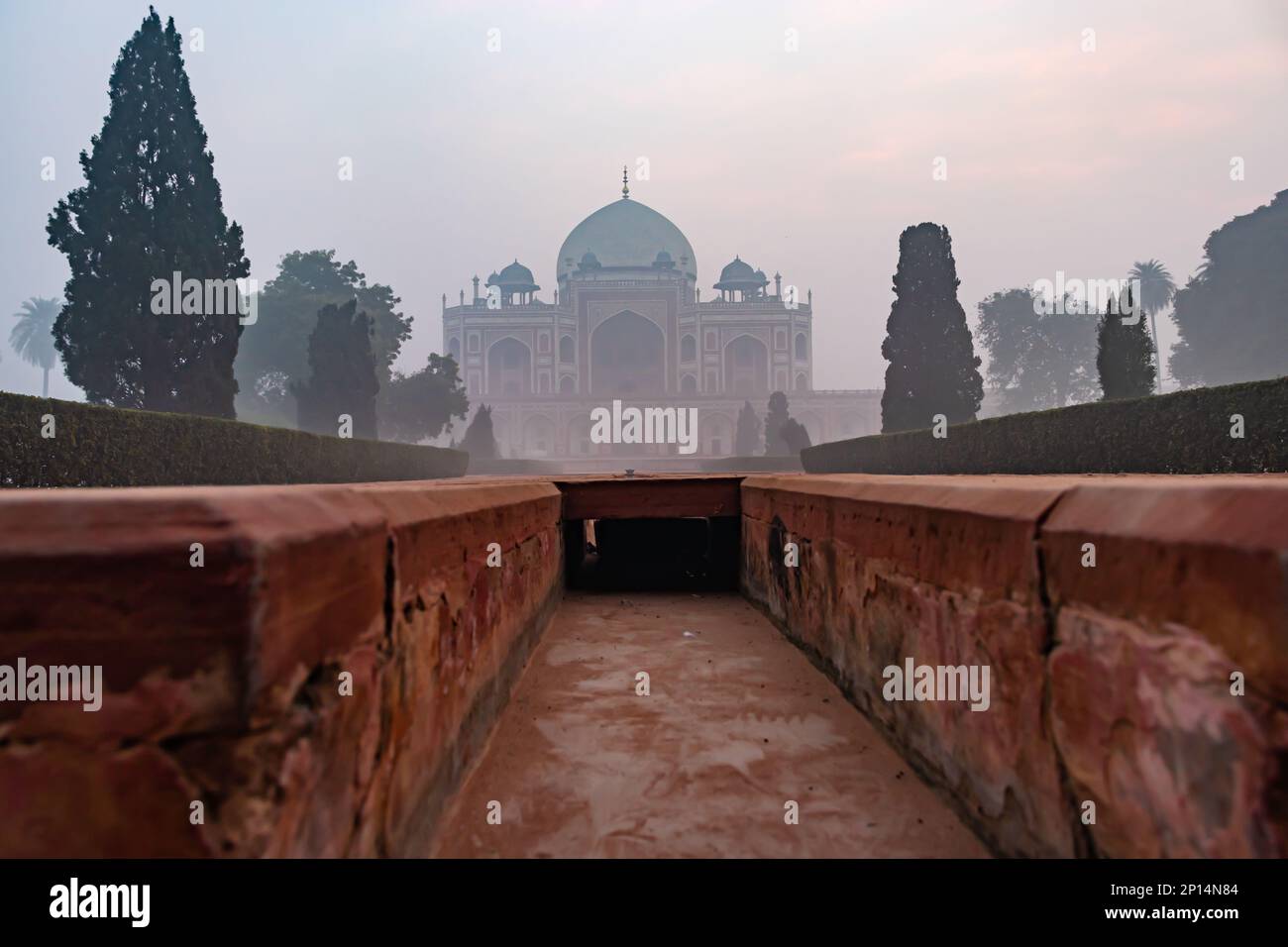 humayun tomb at misty morning from unique perspective Stock Photo - Alamy